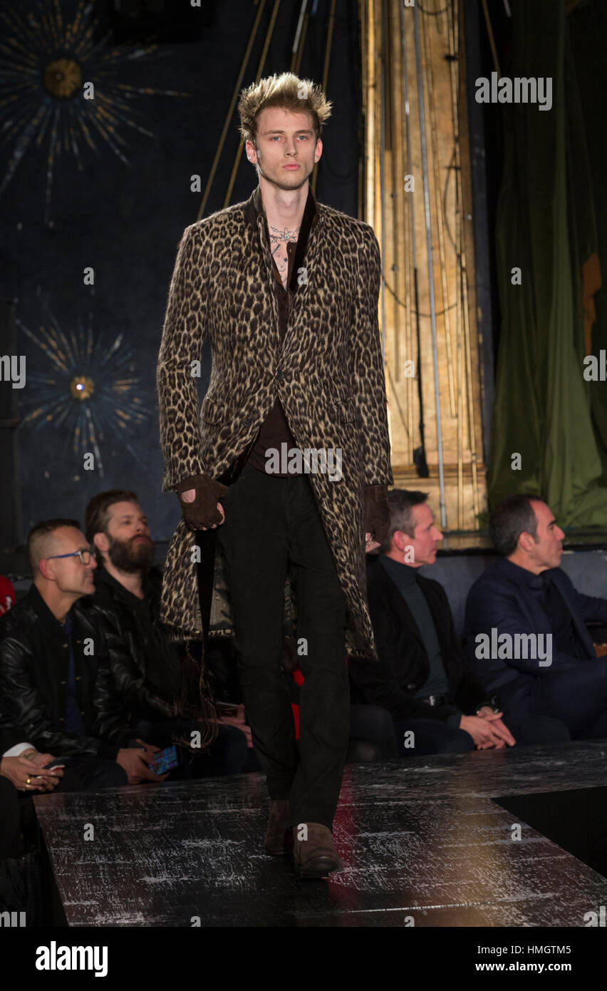 New York City, USA. 2nd Feb, 2017. Model walks runway for John Varvatos ...