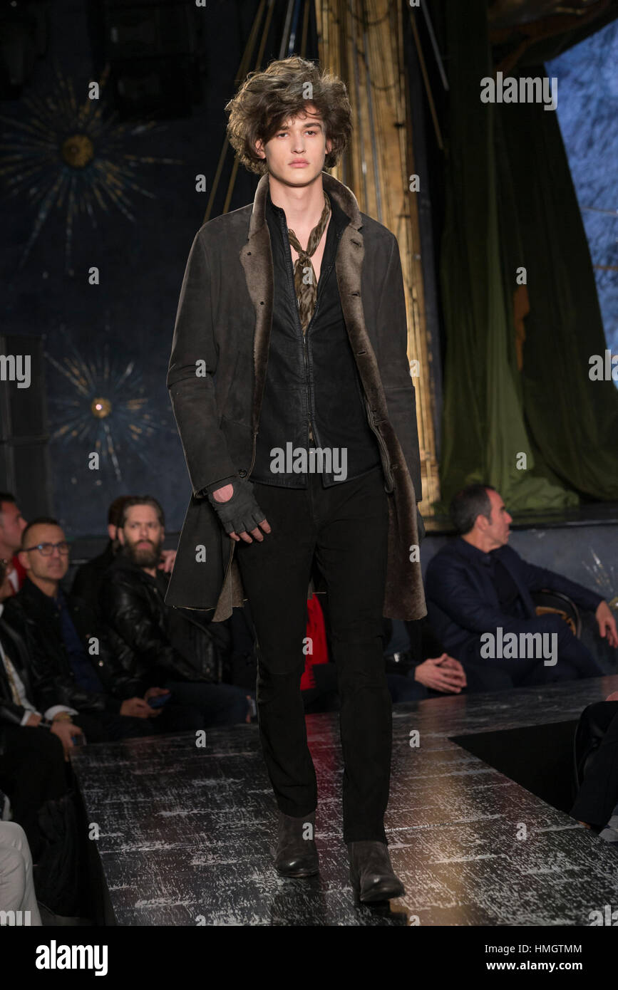 New York City, USA. 2nd Feb, 2017. Model walks runway for John Varvatos ...