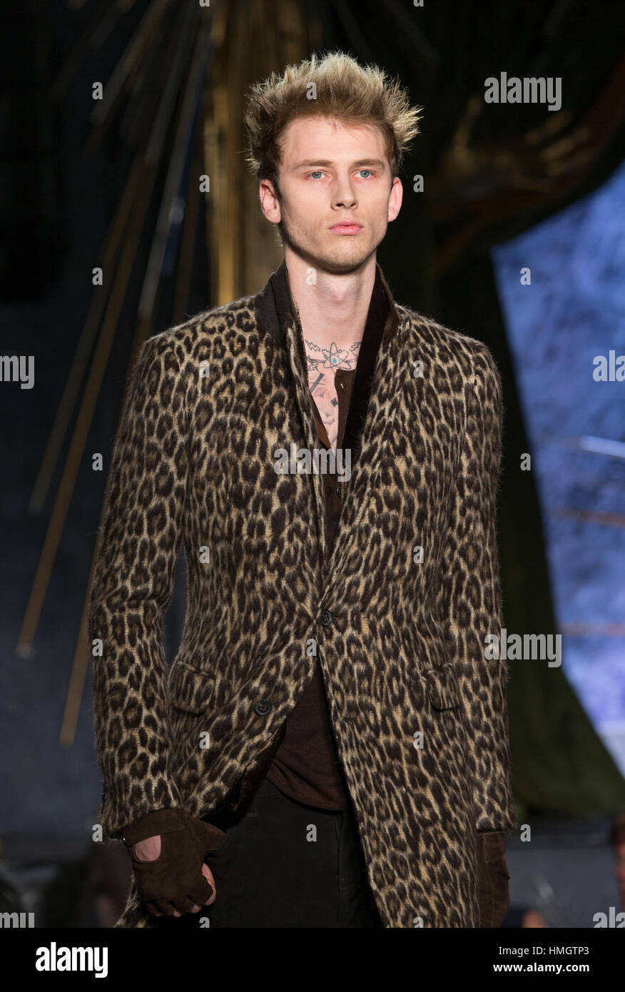 New York City, USA. 2nd Feb, 2017. Model walks runway for John Varvatos ...