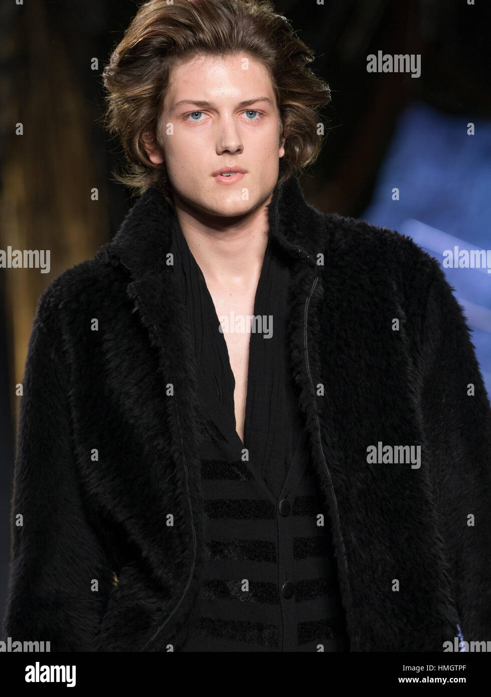 New York City, USA. 2nd Feb, 2017. Model walks runway for John Varvatos ...