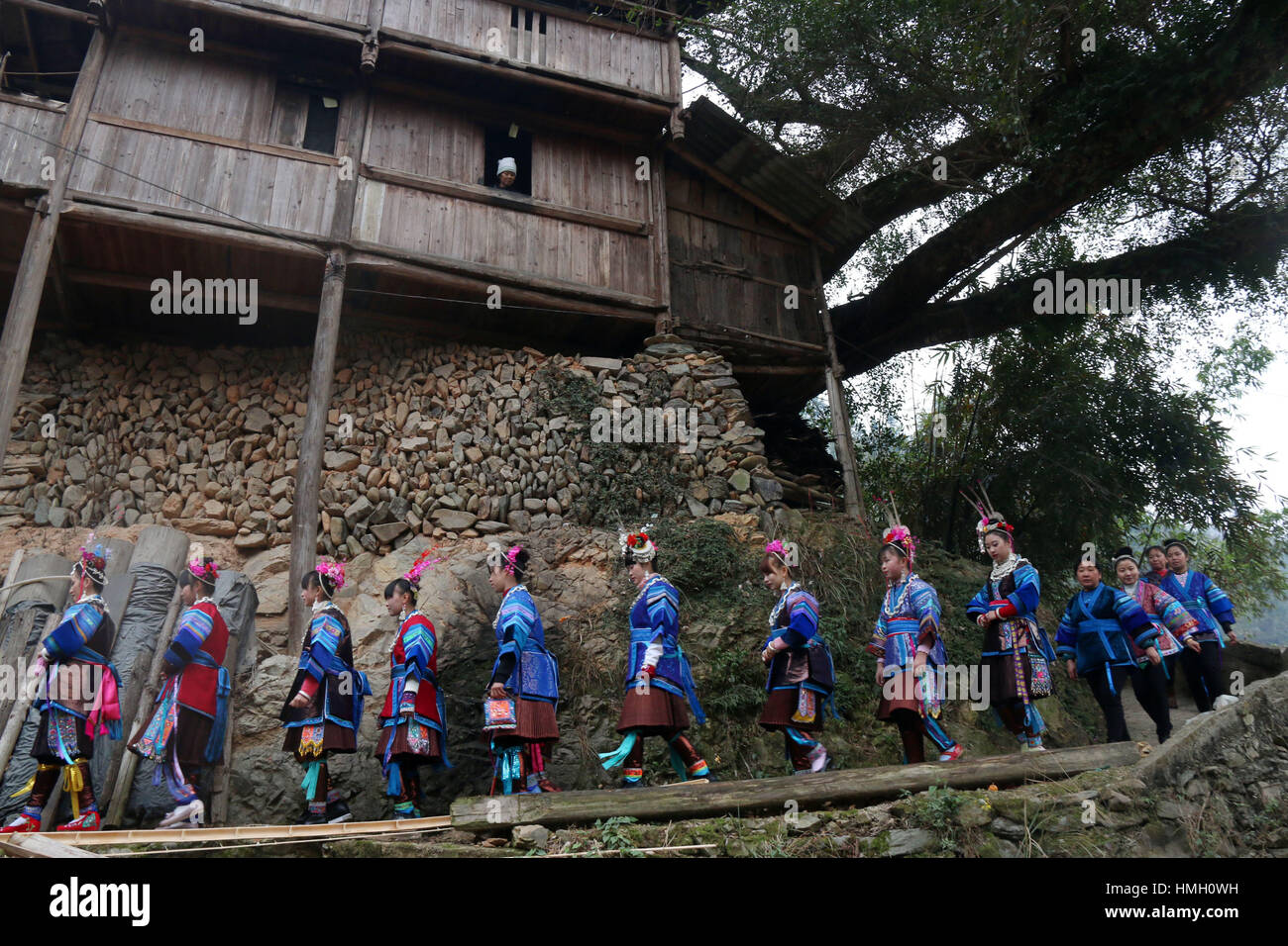 Liping, China's Guizhou Province. 3rd Feb, 2017. People of Miao ethnic ...