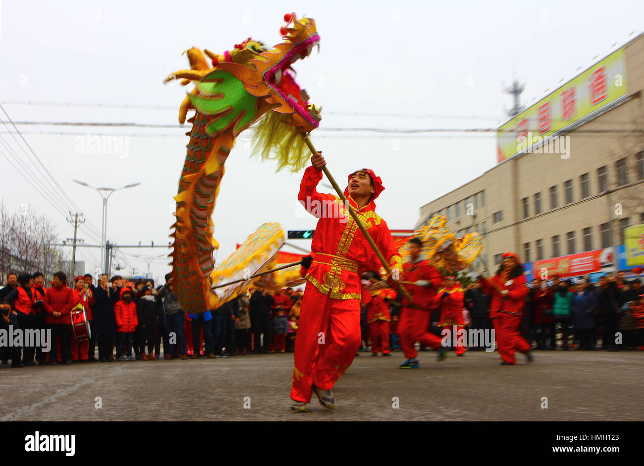 Zaozhuang, China's Shandong Province. 3rd Feb, 2017. People perform ...