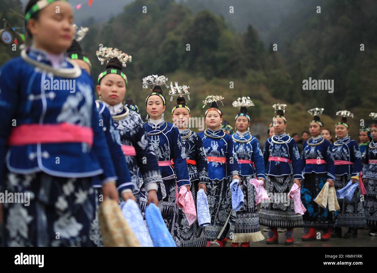 Qiandongnan, China's Guizhou Province. 3rd Feb, 2017. People of Miao ...