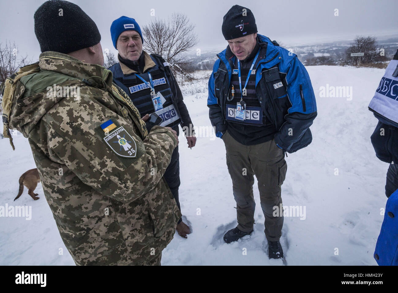 January 16, 2017 - Troitske, Donetsk Oblast, Ukraine - OSCE members ...