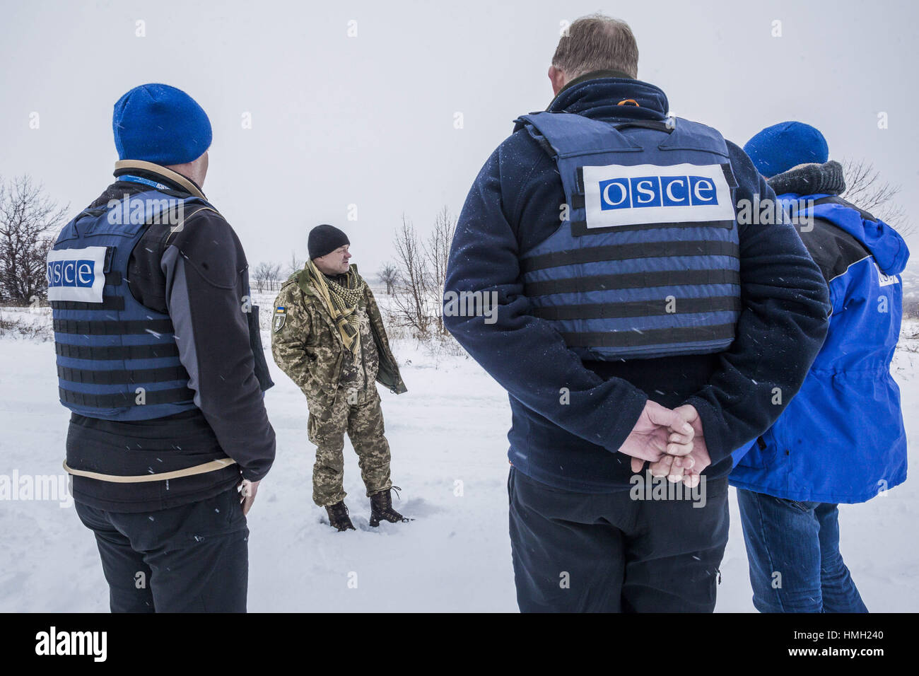 January 16, 2017 - Troitske, Donetsk Oblast, Ukraine - OSCE members ...