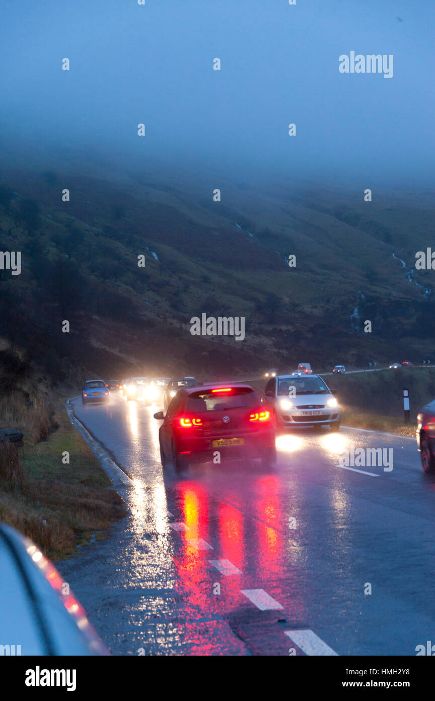 Brecon Beacons, Powys, Wales, UK. 3rd February 2017. Weather. Cars ...