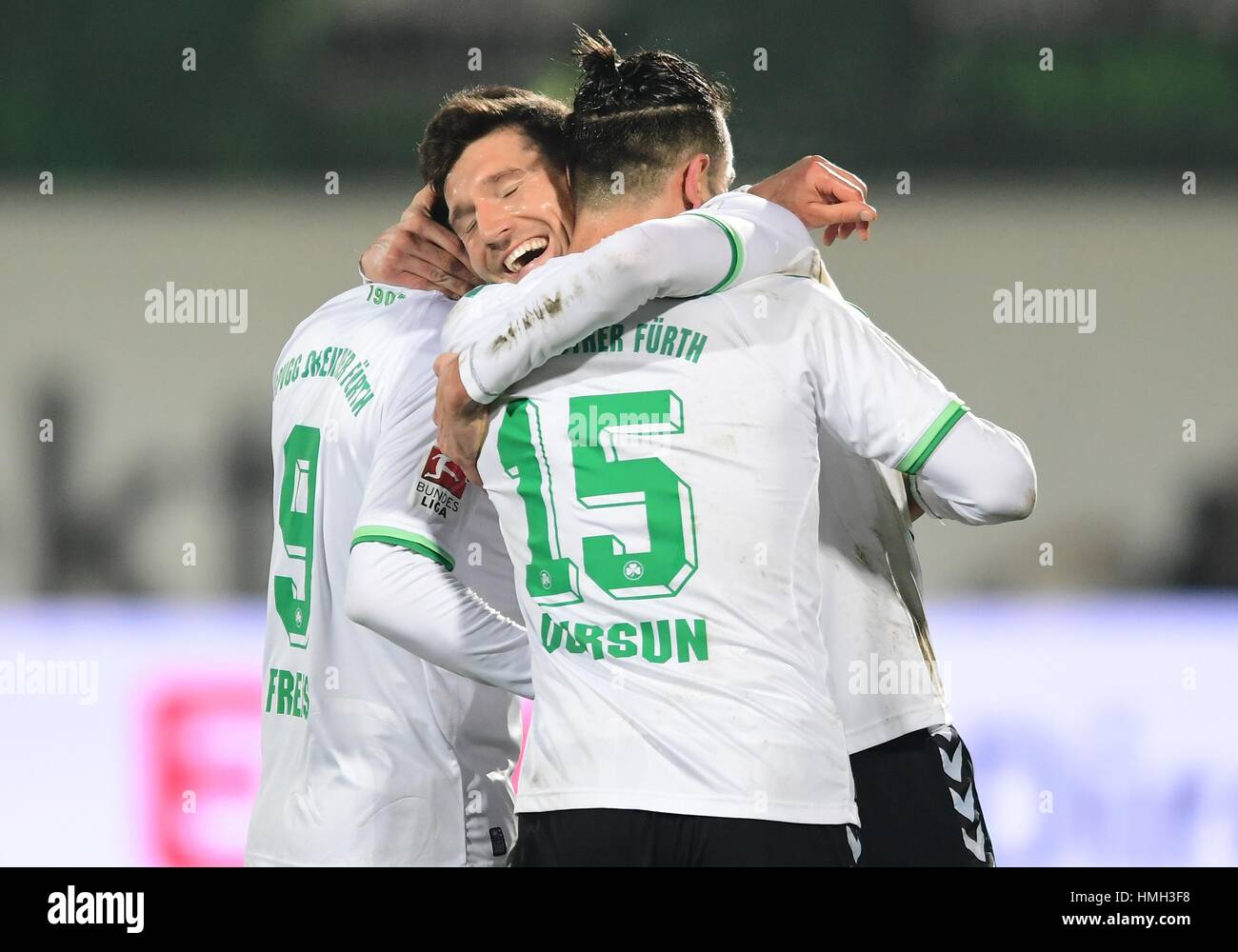 SpVgg Greuther Fuerth's Sebastian Freis, Adam Pinter and Serdar Dursun ...