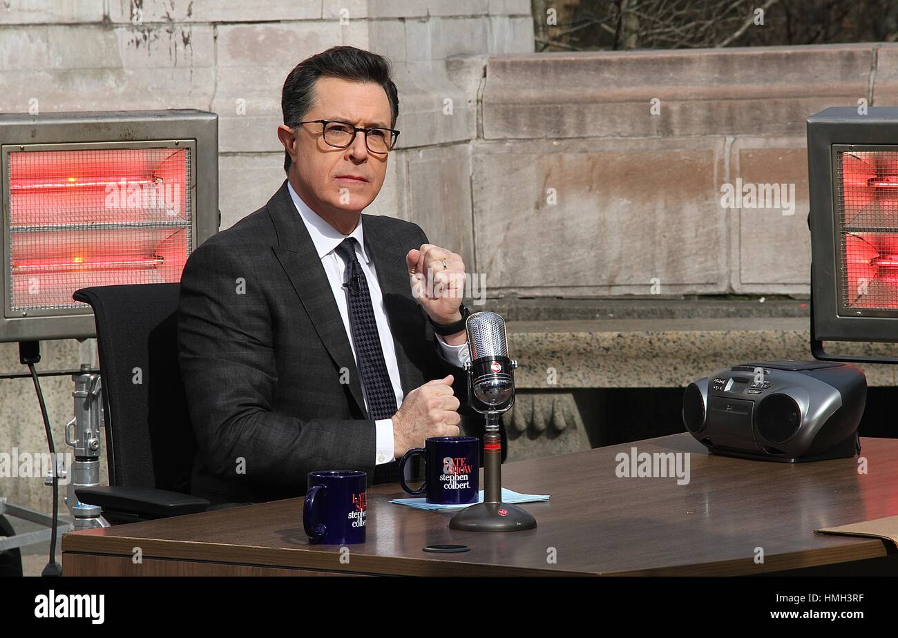 New York, USA. 3rd Feb, 2017. Stephen Colbert at a taping of 'The Late ...