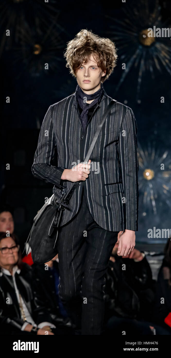 New York, USA. 3rd Feb, 2017. Models walk the runway for John Varvatos ...
