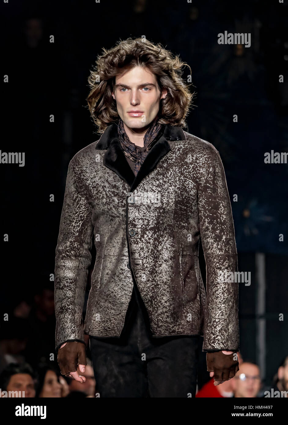 New York, USA. 3rd Feb, 2017. Models walk the runway for John Varvatos ...