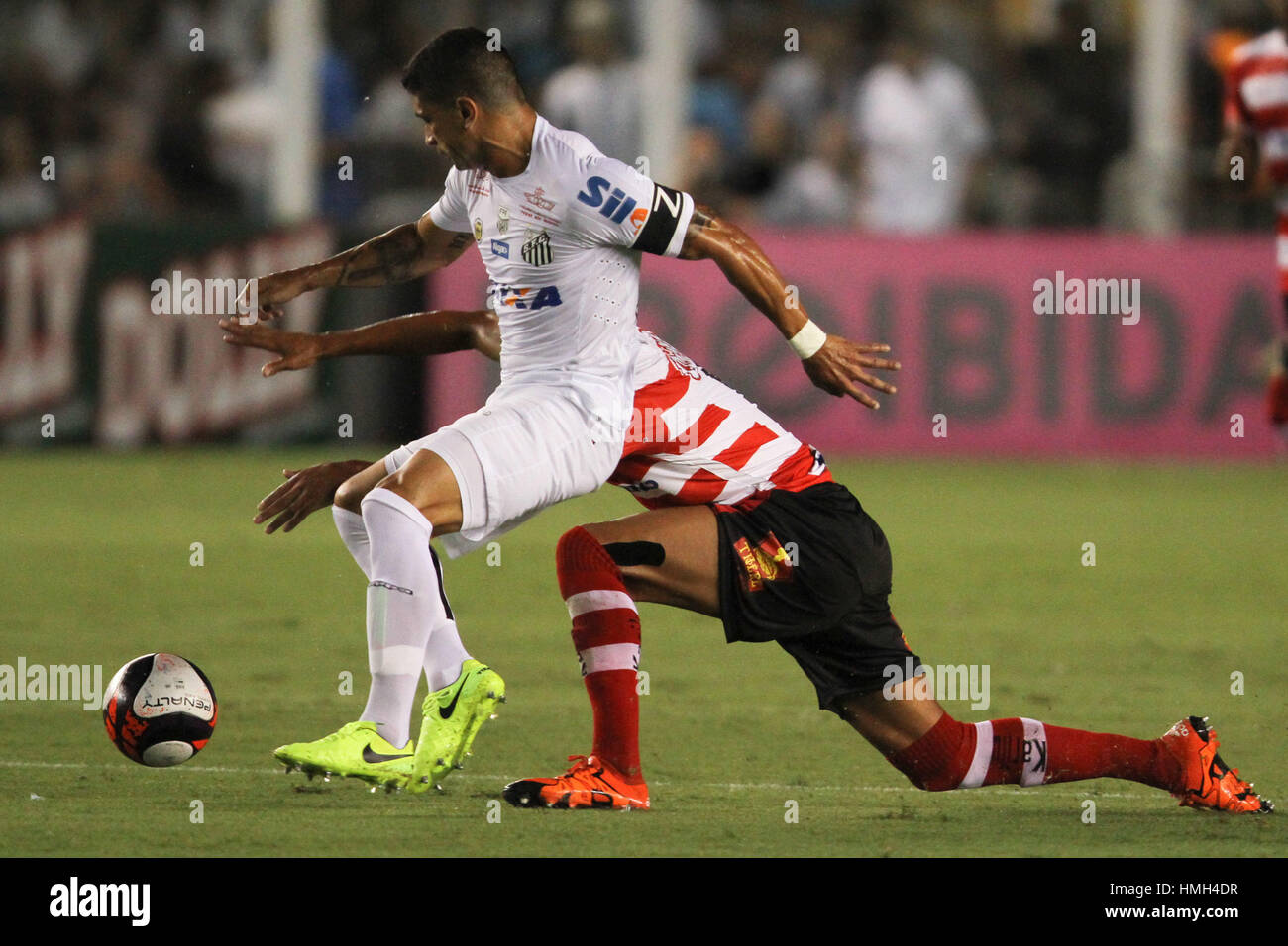 Santos, Brazil. 03rd Feb, 2017. Renato during the game between Santos ...