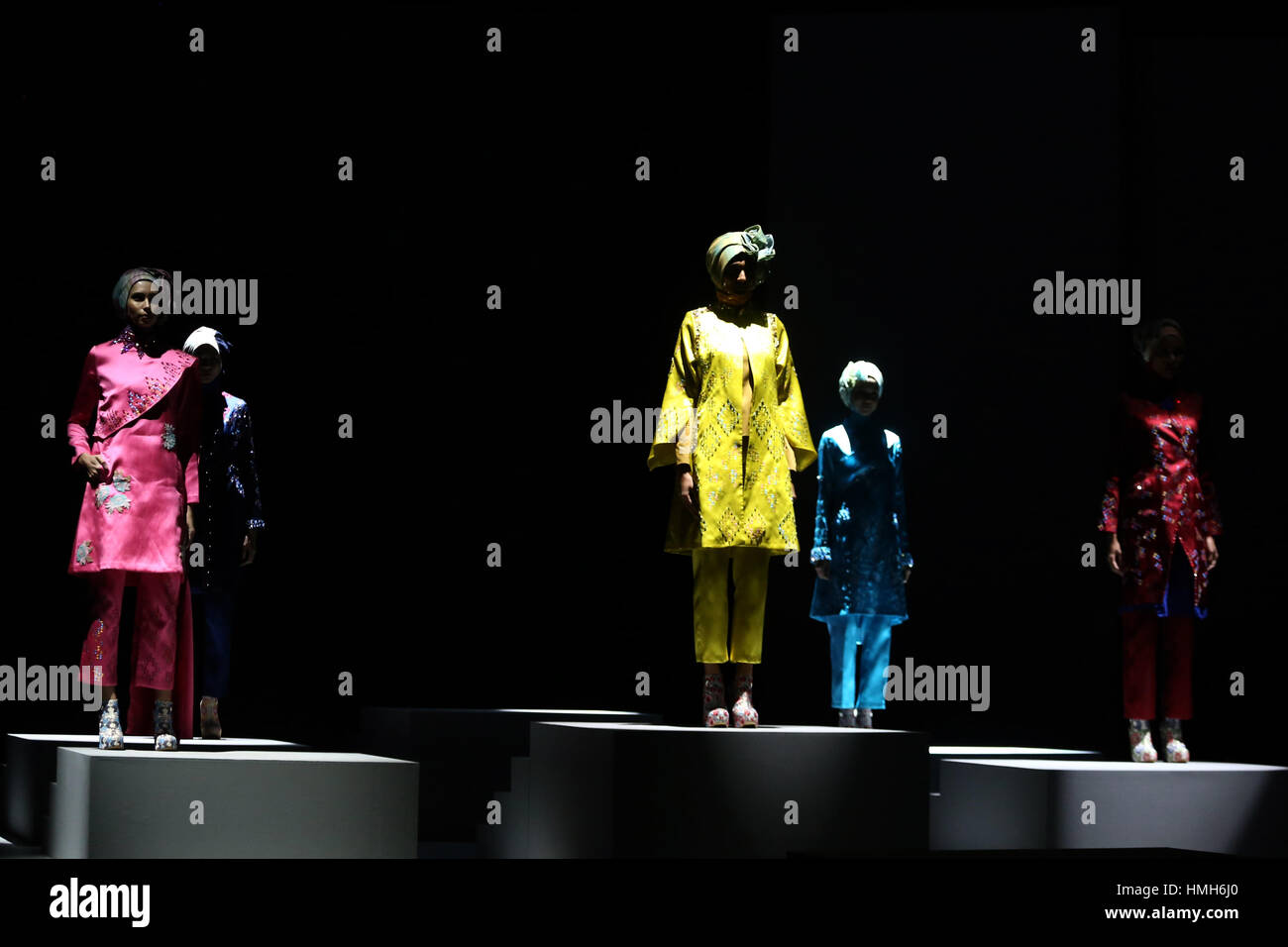 Jakarta, Indonesia. 3rd Feb, 2017. Shafira showcase the work of Feny ...