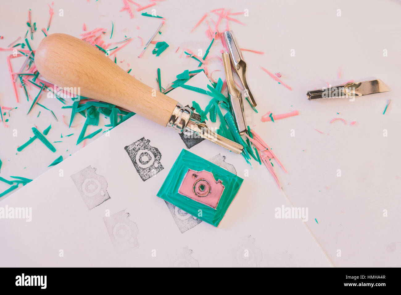 Image of hand making of a camera icon rubber stamp Stock Photo - Alamy