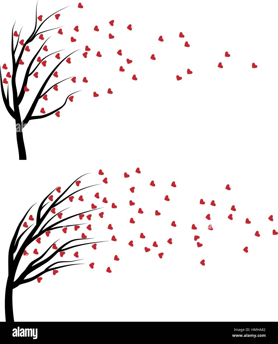Trees with falling hearts Stock Vector Image & Art - Alamy