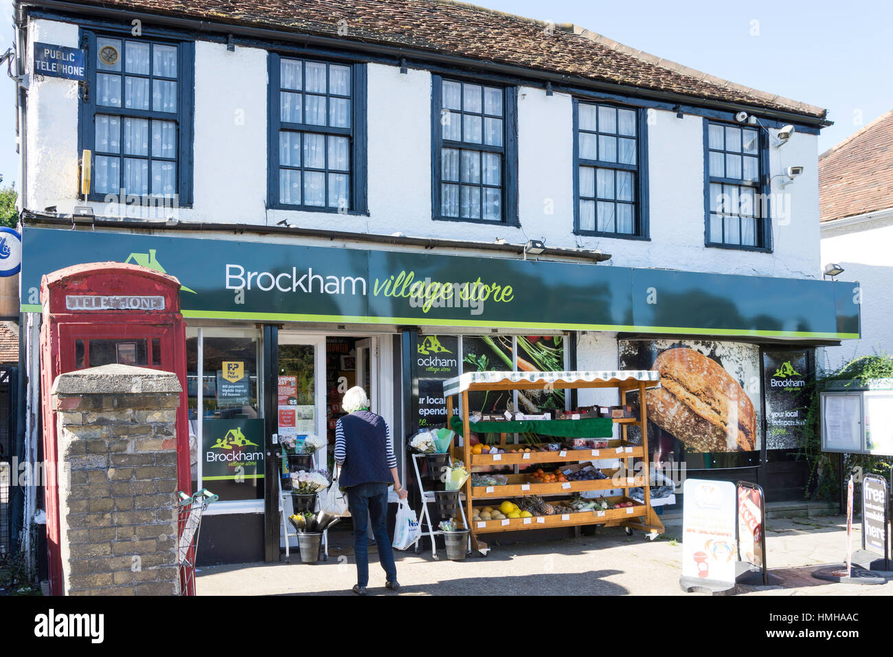Brockham village store on Brockham Green, Brockham, Surrey, England ...