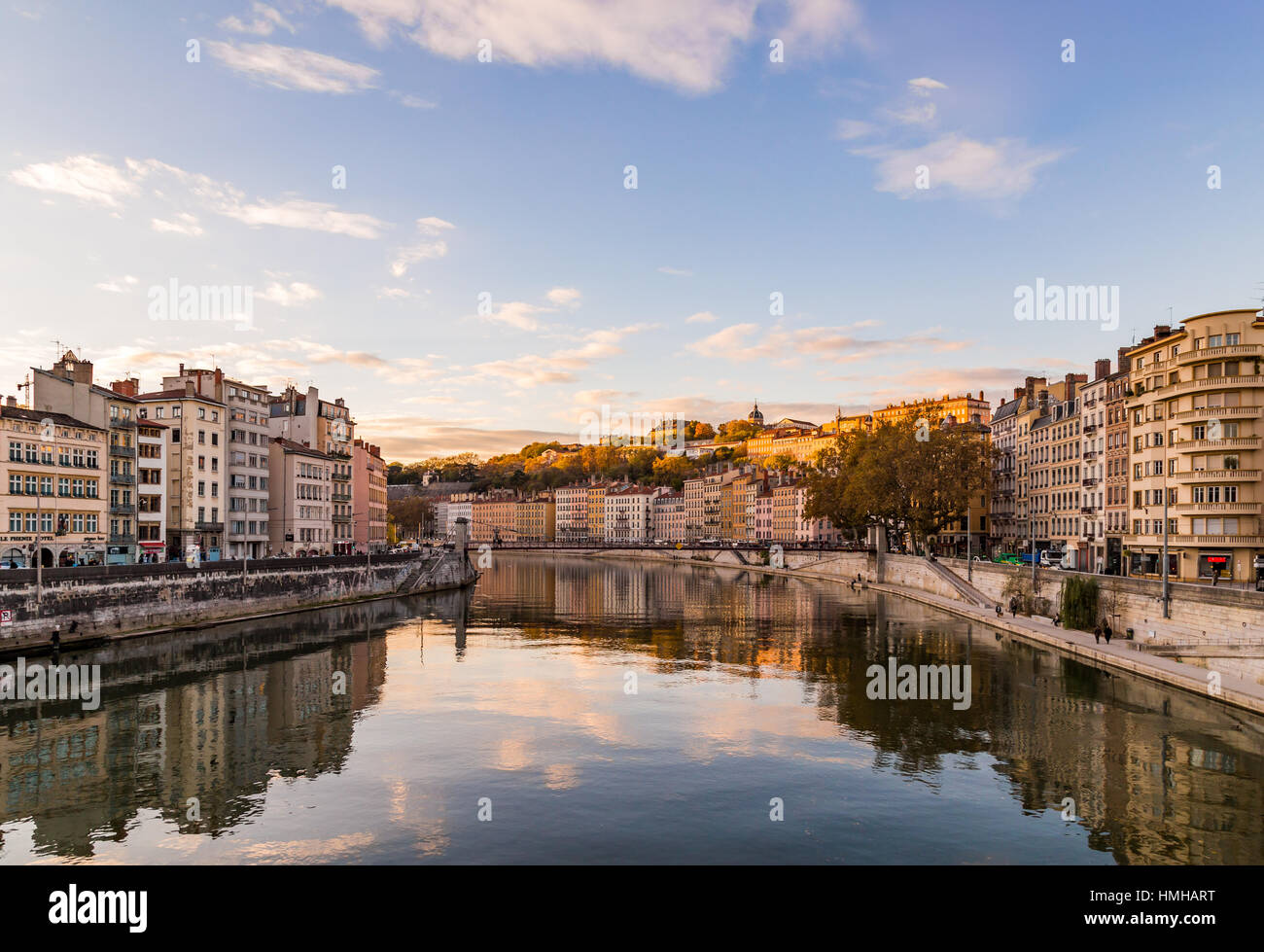 River running through a city in Lyon, France Stock Photo - Alamy