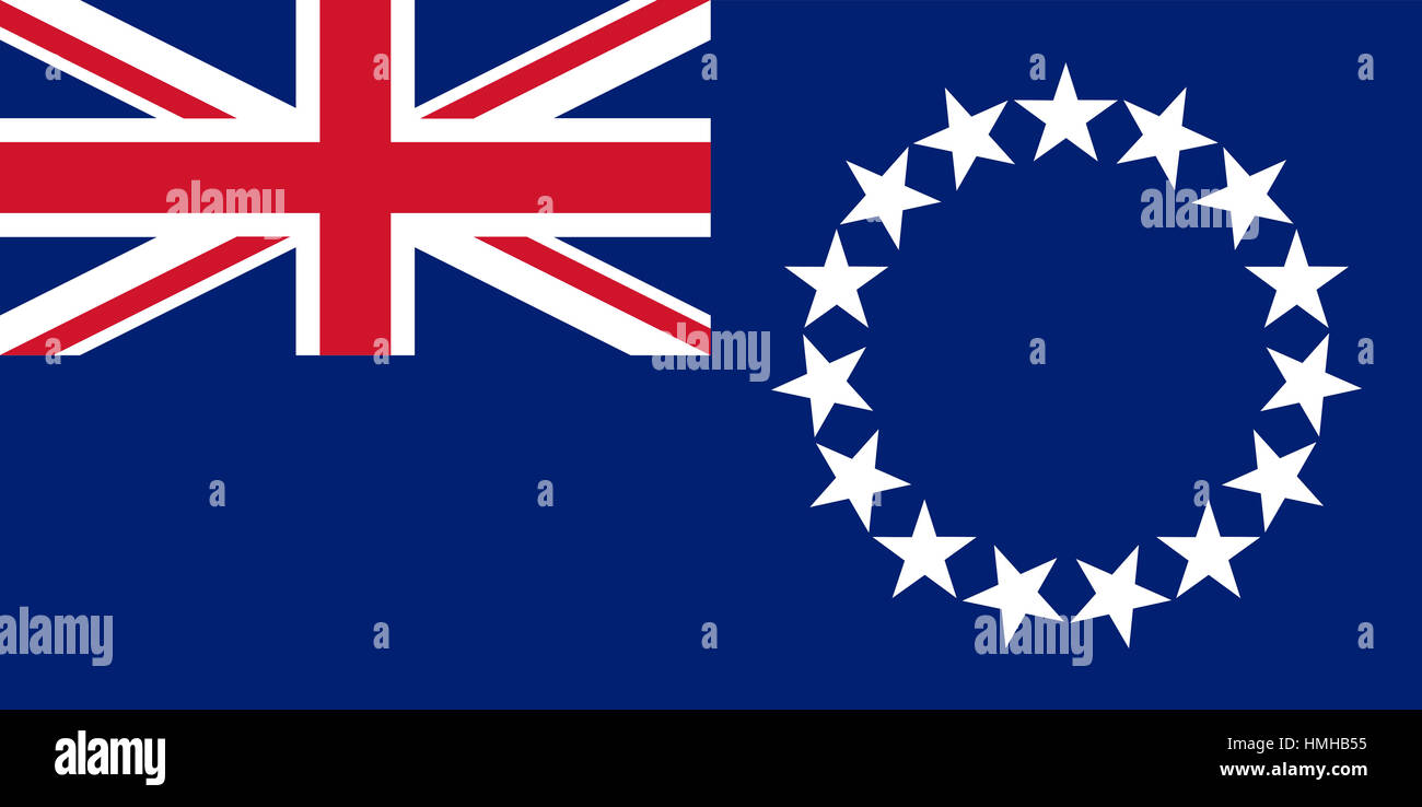 Colored flag of the Cook Islands Stock Photo - Alamy