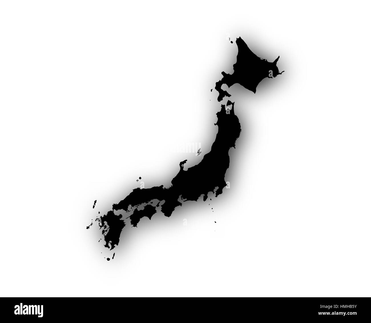 Map of Japan with shadow Stock Photo - Alamy