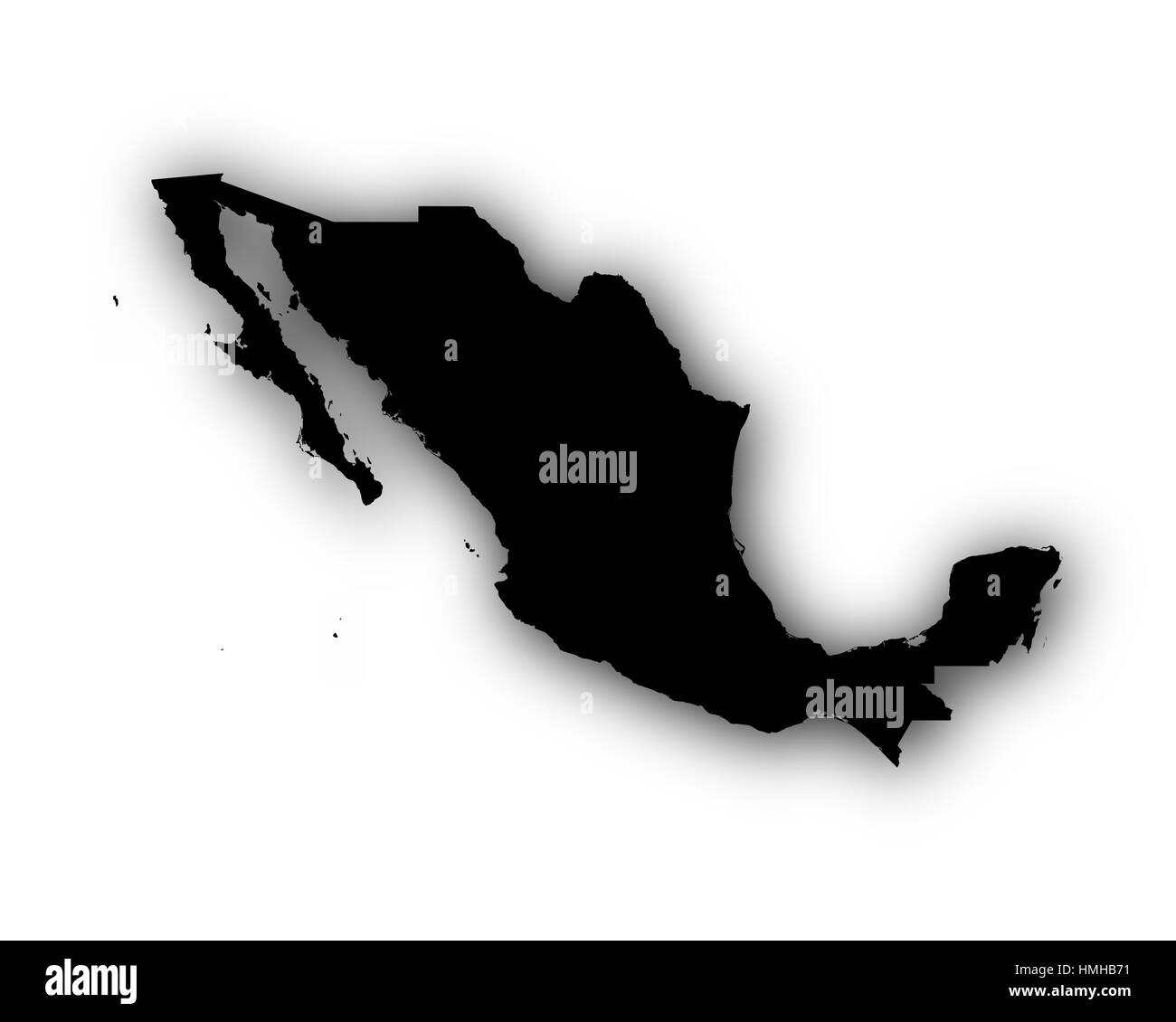 Map of Mexico with shadow Stock Photo - Alamy