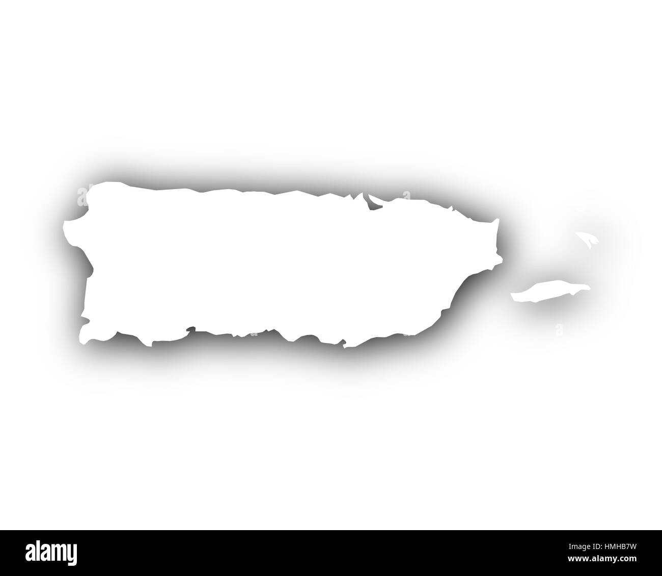 Map of Puerto Rico with shadow Stock Photo - Alamy