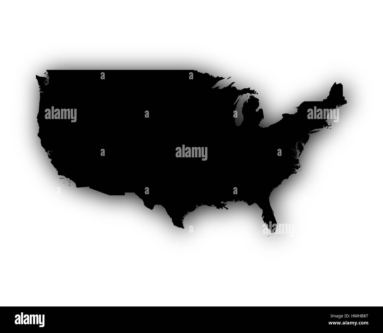 Map of the USA with shadow Stock Photo - Alamy