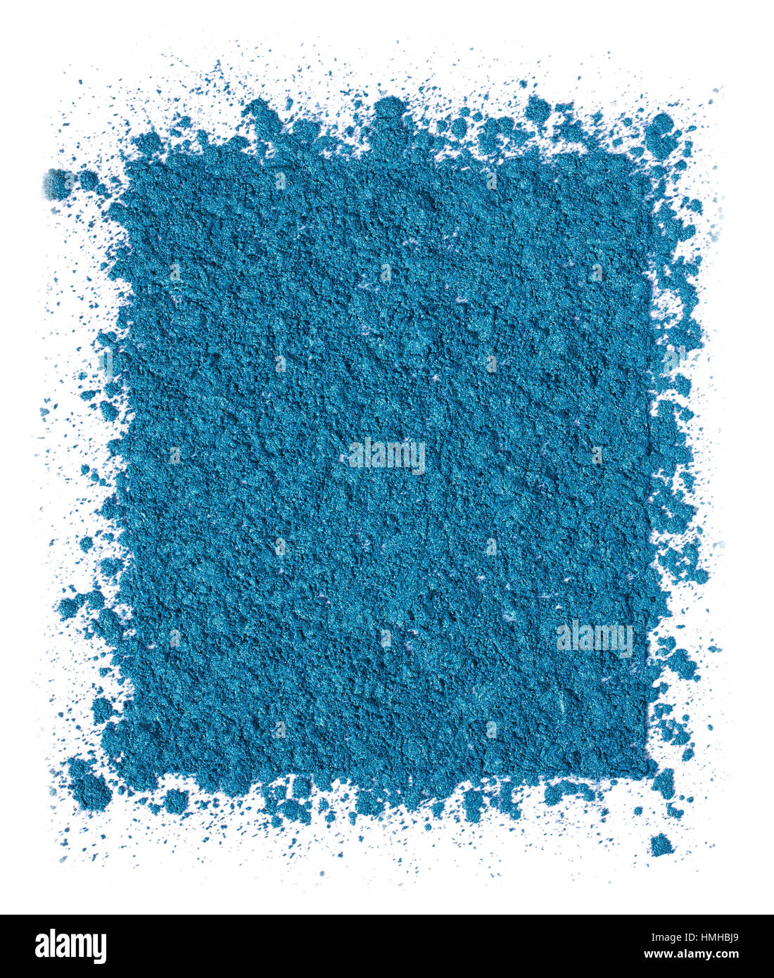 A cut out beauty image of a square sample of blue or turquoise make up ...