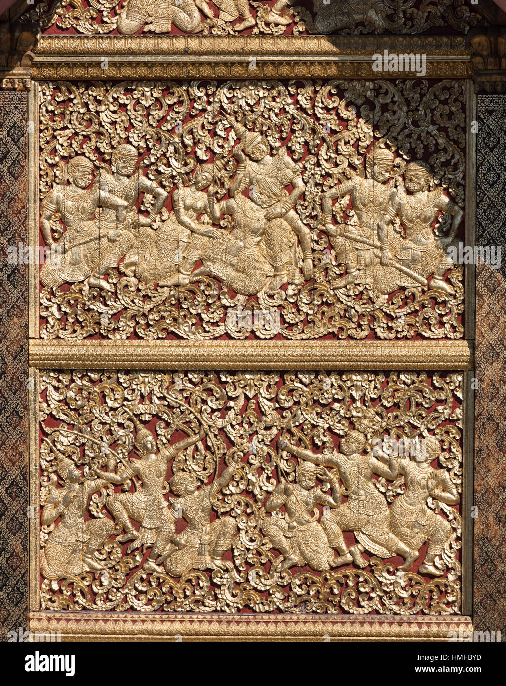 Hohng Keh Mien Lintel, Wat Xieng Thong, Luang Prabang, Laos Stock Photo ...
