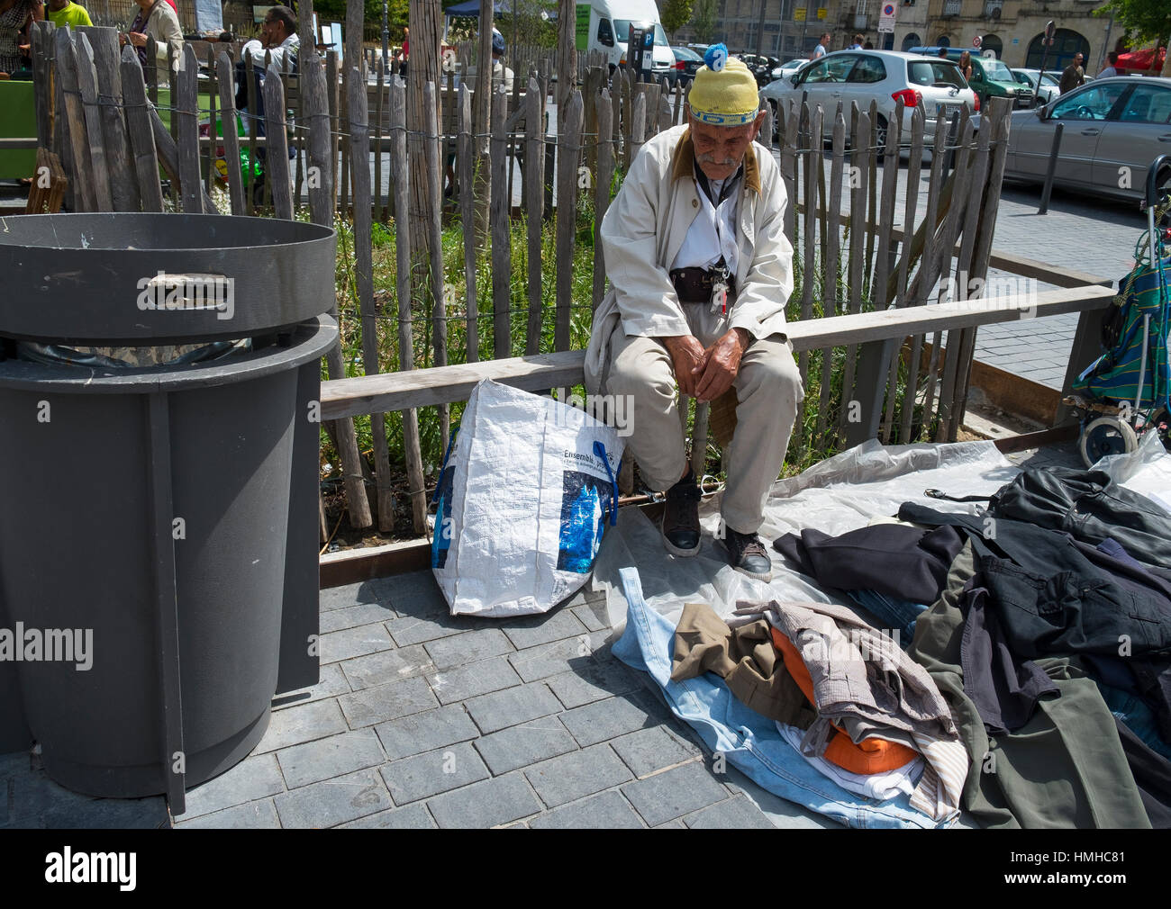 street vendor selling junk, clothes, clothing, objets d'art Stock Photo ...
