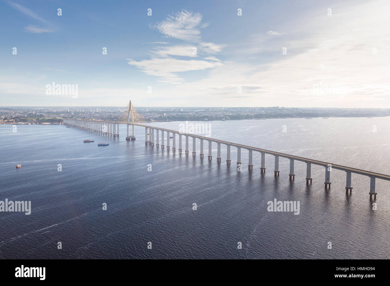 The Rio Negro bridge at Manaus in the Amazon, Brazil over the Rio Negro ...