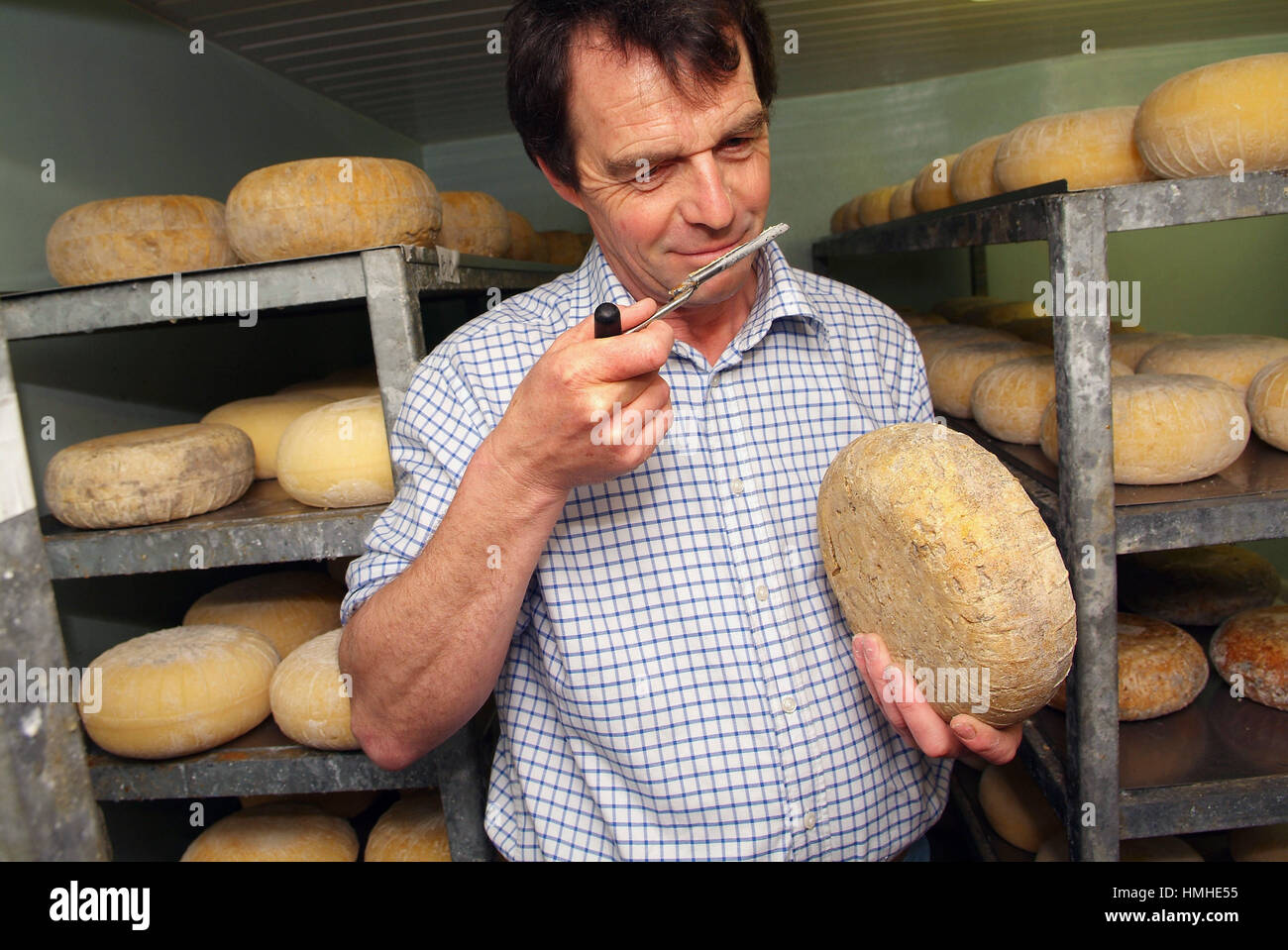 Cheesemaker Graham Padfield of Bath Soft Cheeses, Kelston Stock Photo ...