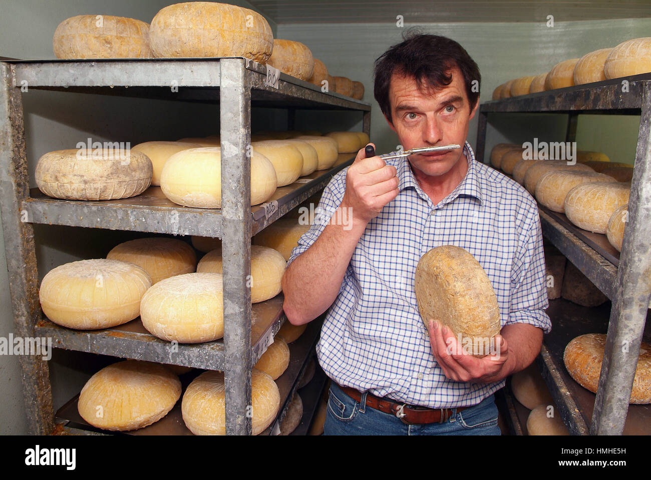 Cheesemaker Graham Padfield of Bath Soft Cheeses, Kelston Stock Photo ...