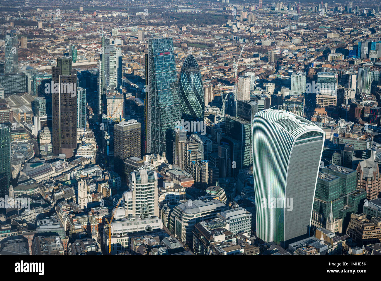 London from above, City of London, including the landmarks such as the ...