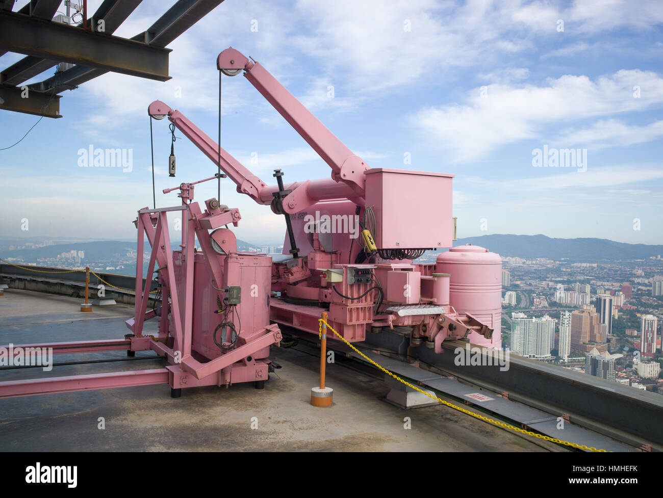 Cradle for window cleaners on Menara KL tower, Kuala Lumpur, Malaysia ...