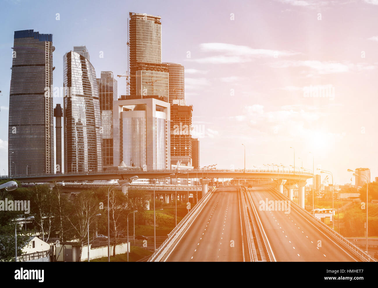 Moscow-city and transport intersection with Third Ring Road Stock Photo ...