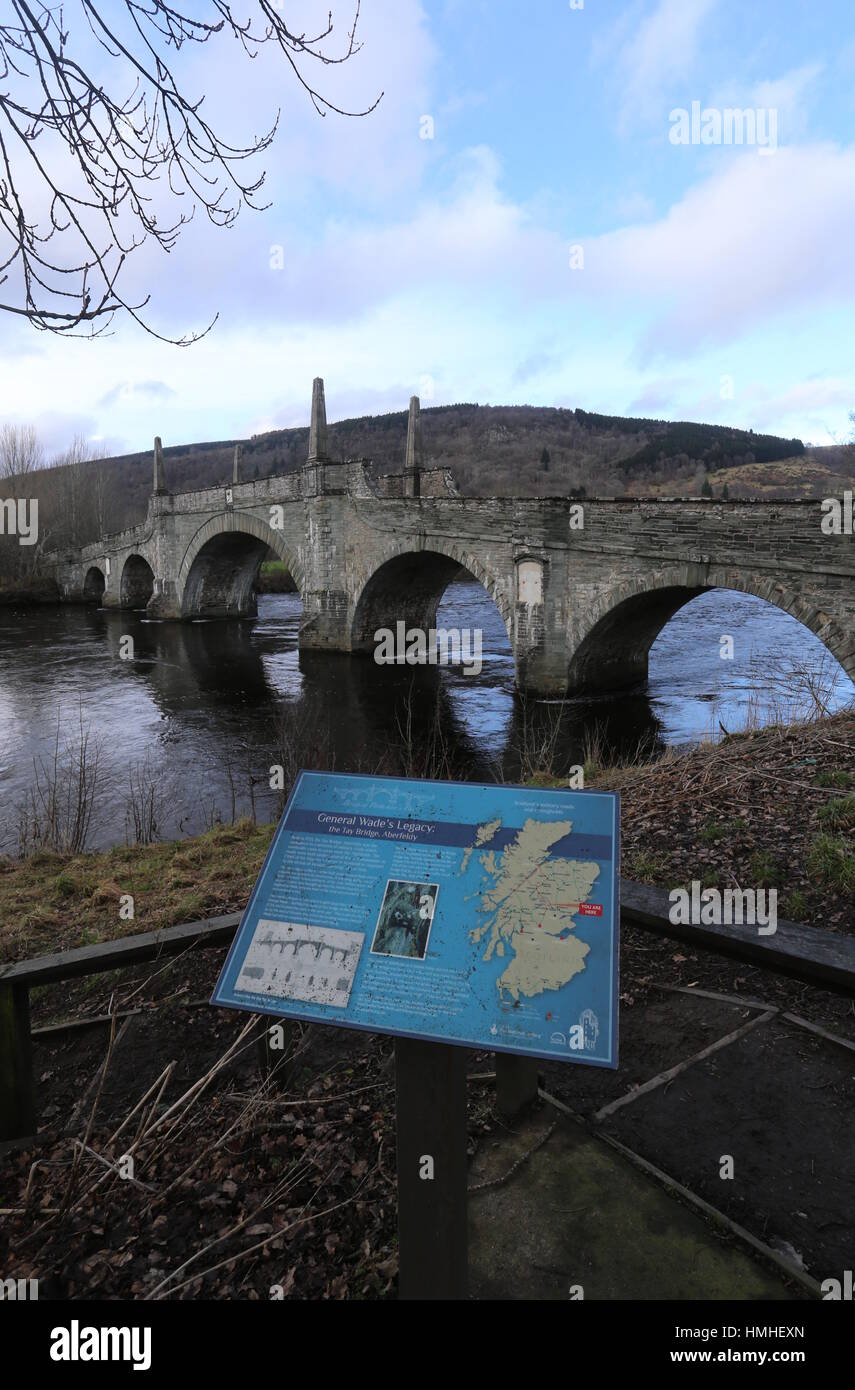 General Wade's bridge over River Tay Aberfeldy Scotland February 2017 ...