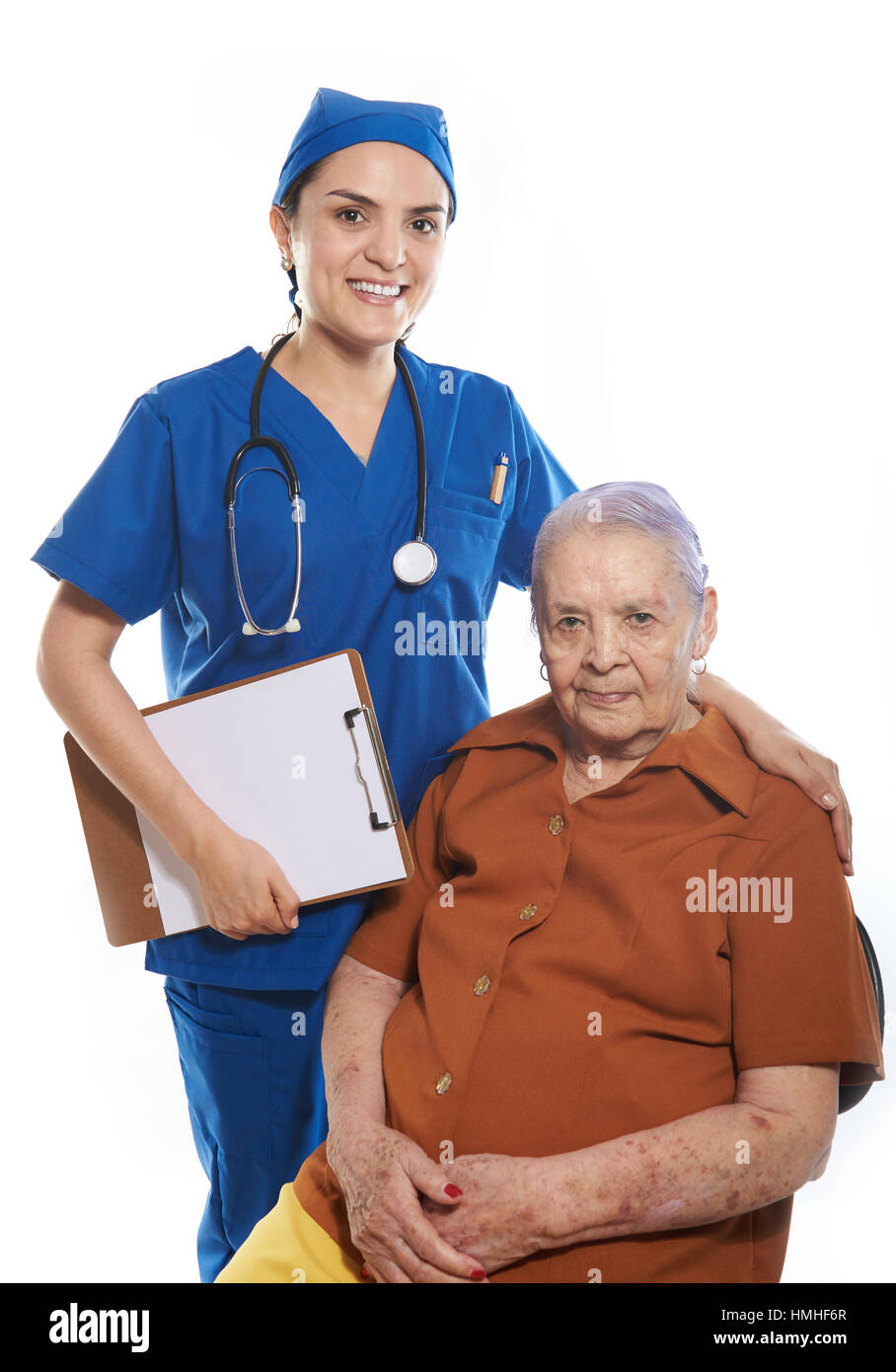 smiling doctor with old patient isolated on white Stock Photo - Alamy