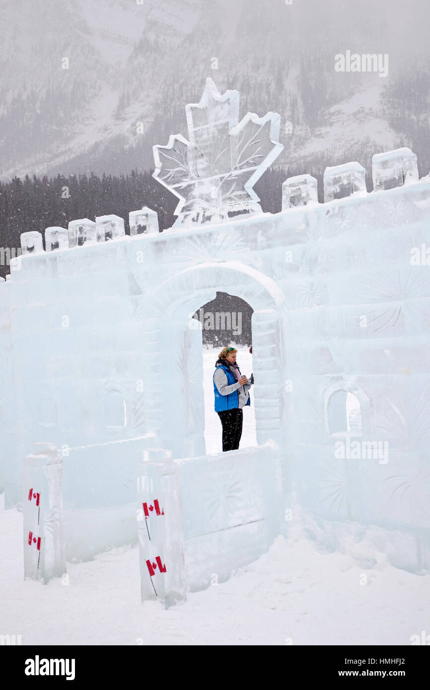 Ice skating on lake Louise; winter ice sculptures; The Fairmont Lake ...