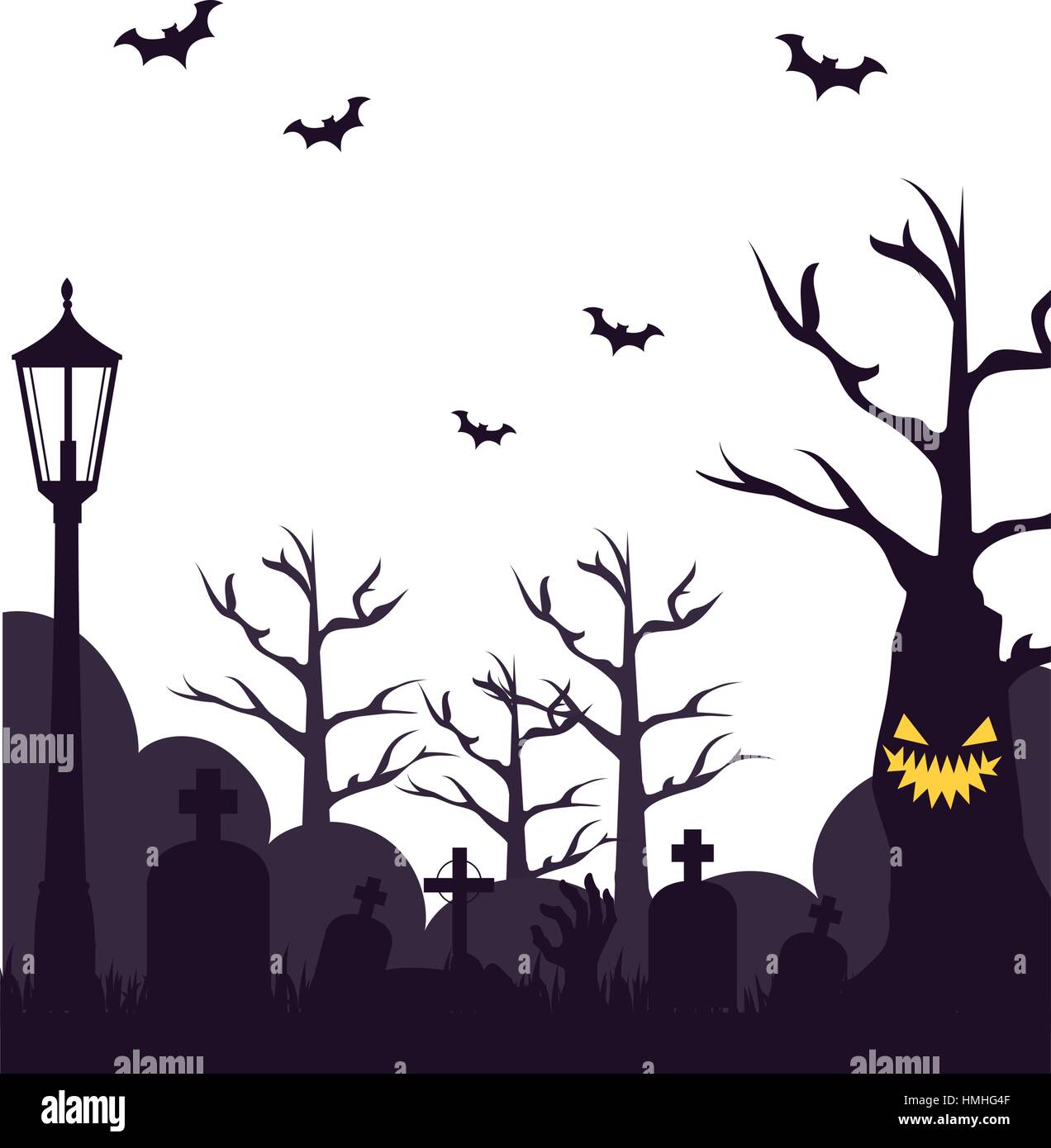 celebration card halloween scene vector illustration design Stock ...