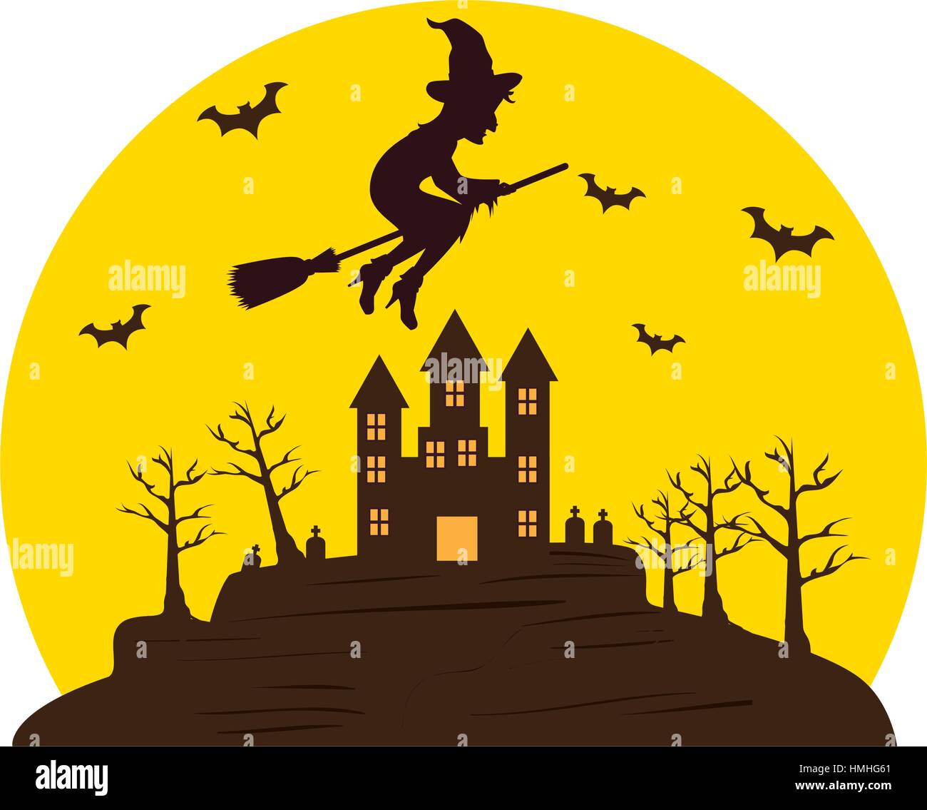 celebration card halloween scene vector illustration design Stock ...