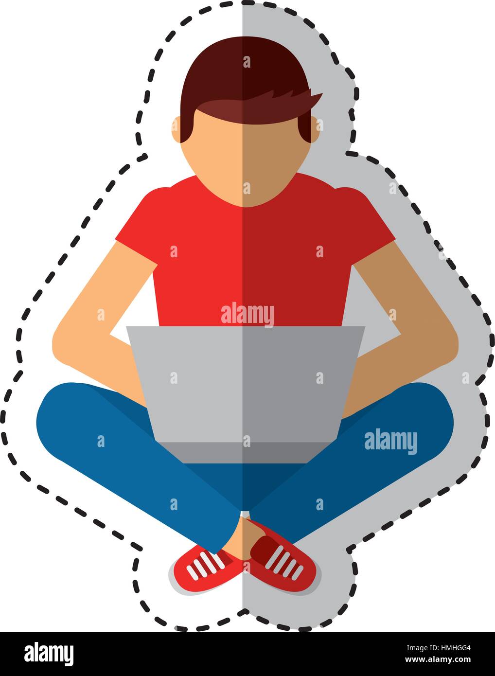 young man with laptop avatar character vector illustration design Stock ...