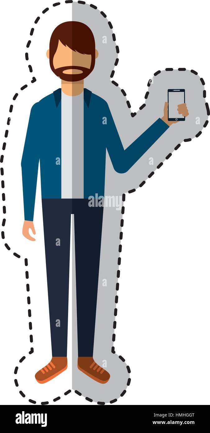 young man with smartphone avatar character vector illustration design ...