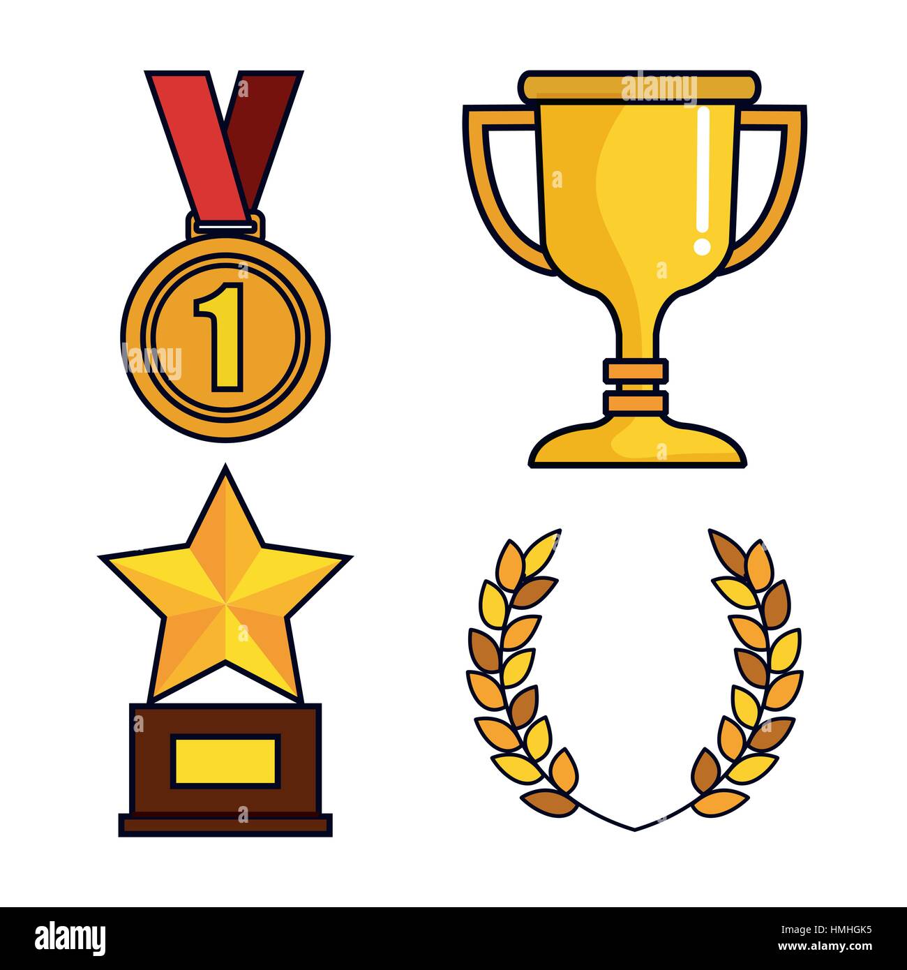set trophies competition awards vector illustration design Stock Vector ...