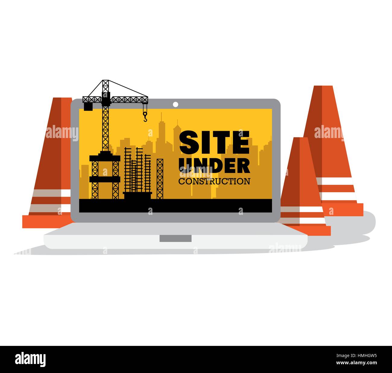 site under construction scene with cranes vector illustration design ...