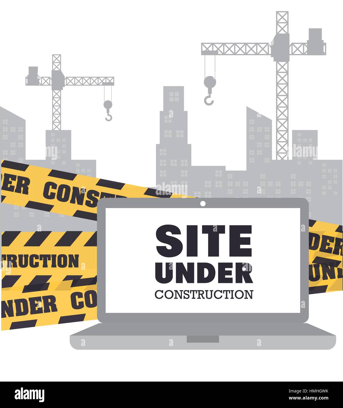 site under construction scene with cranes vector illustration design ...