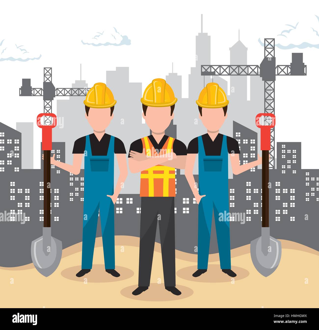 teamwork construction on site vector illustration design Stock Vector ...