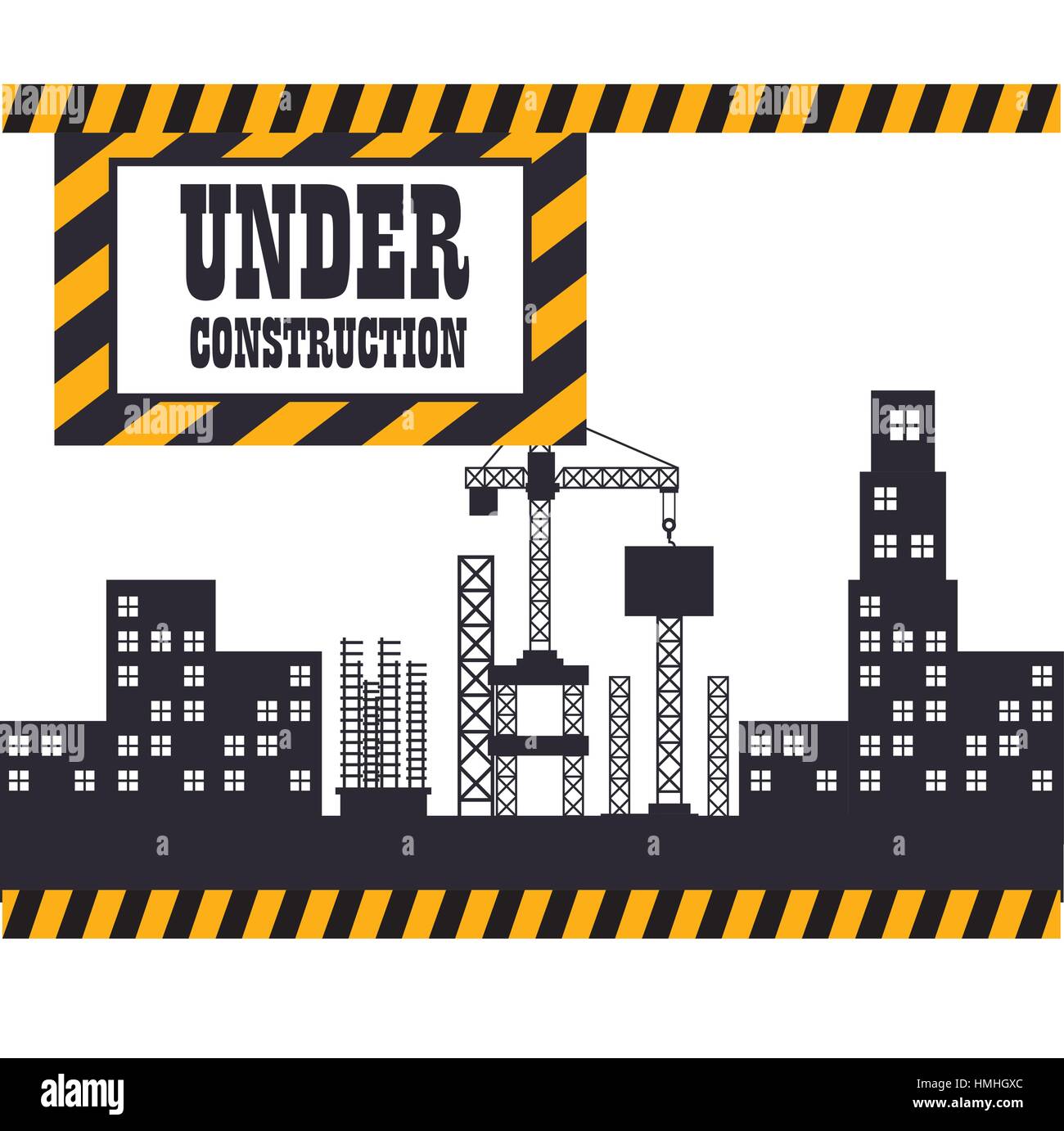 site under construction scene with cranes vector illustration design ...