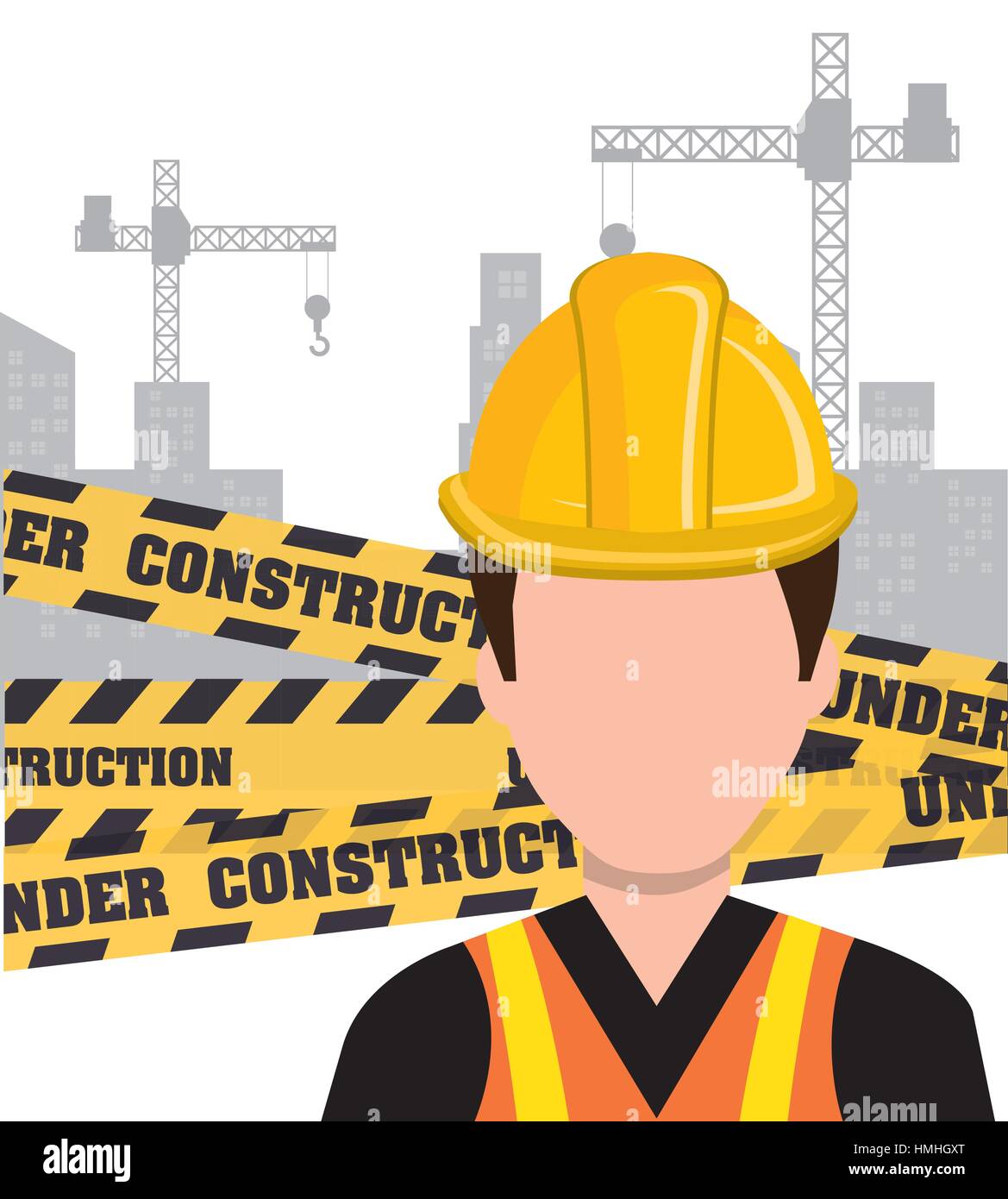 Male builder on construction site Stock Vector Images - Alamy