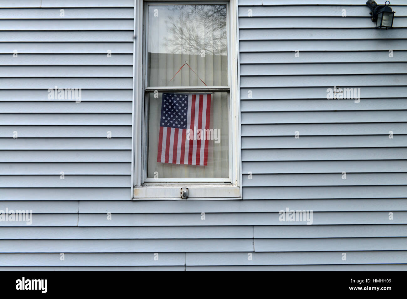 Flag in Window, Williamsburg, Brooklyn, New York City Stock Photo - Alamy