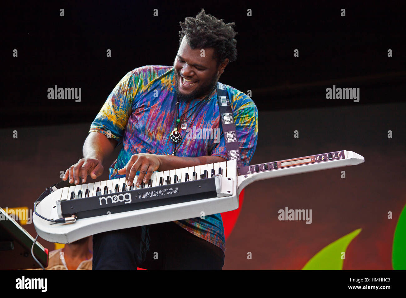 BRANDON COLEMAN plays keybord for KAMASI WASHINGTON performing at the ...