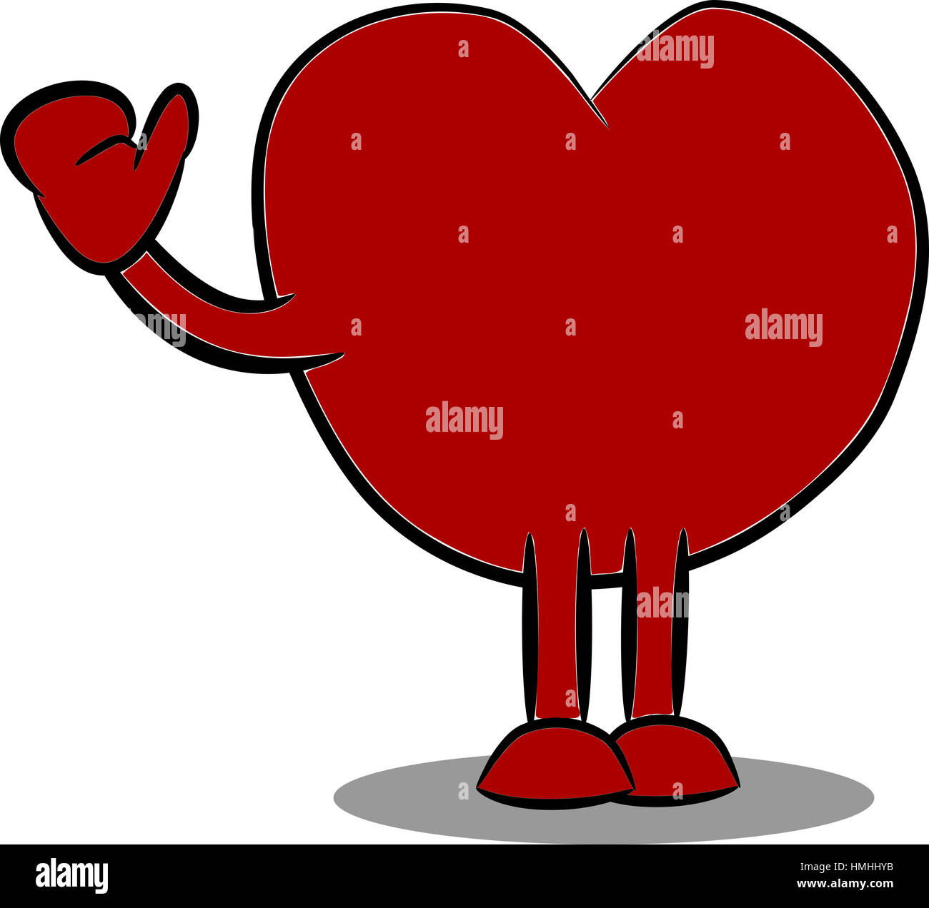 Illustration of a cartoon heart shape waving hand Stock Photo - Alamy